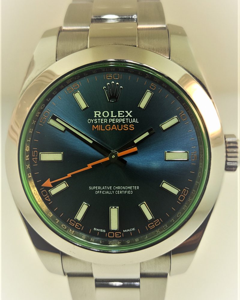 Rolex Milgauss Z-Blue Dial Green Sapphire Crystal - Gothelf A. Watches ...