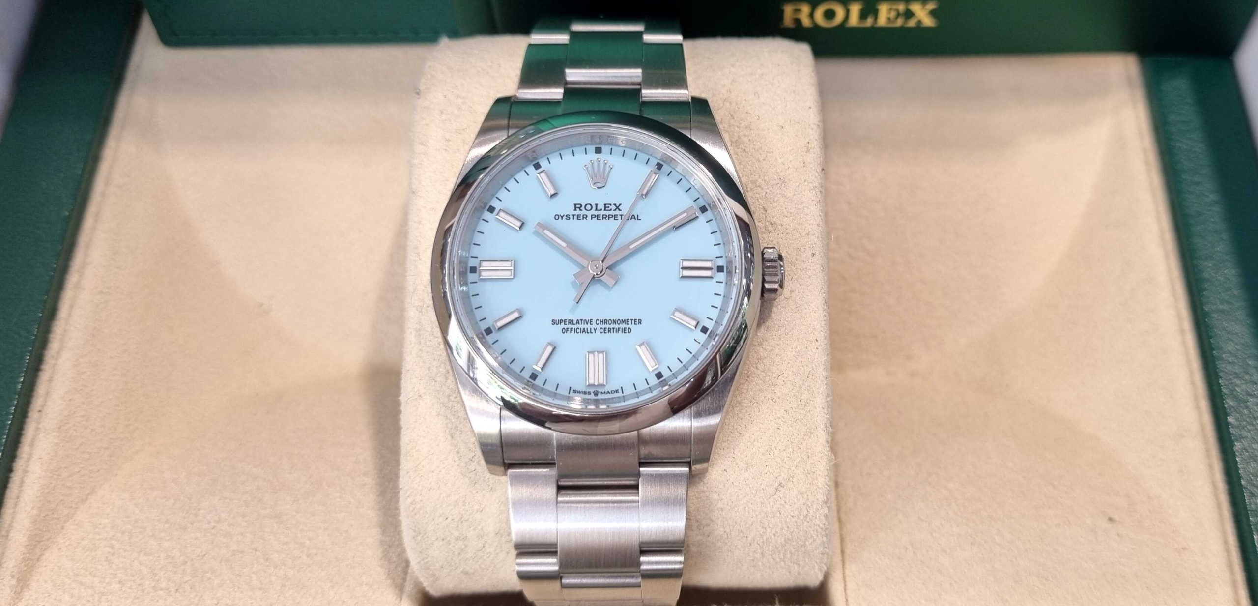 Rolex Oyster Perpetual Turquoise Tiffany Blue Dial 36mm - Gothelf A ...