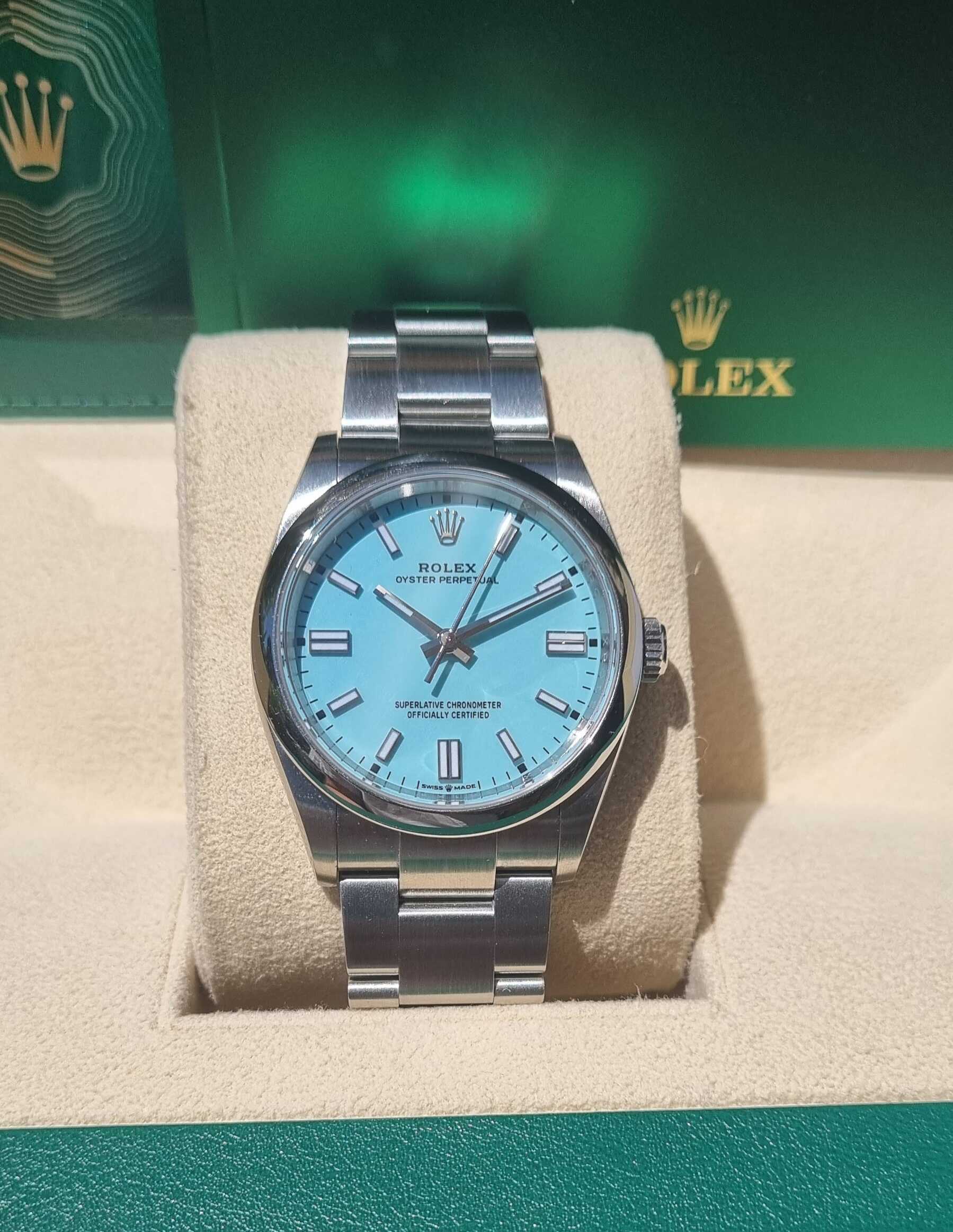 Rolex Oyster Perpetual Turquoise Tiffany Blue Dial 36mm - Gothelf A ...