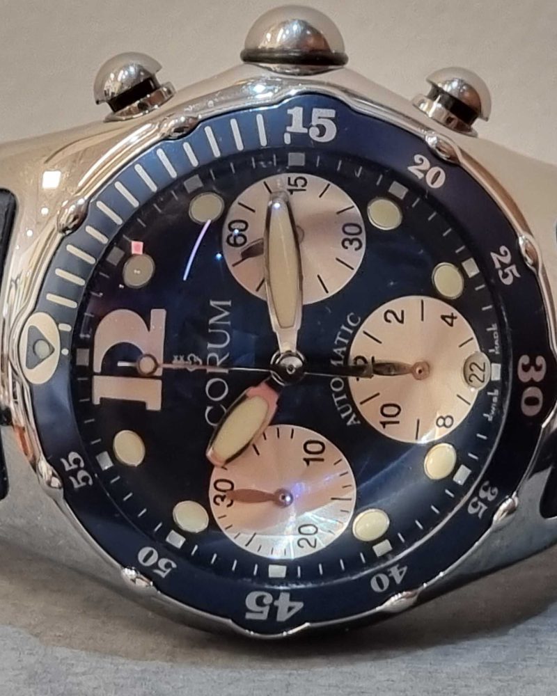 Corum Bubble Chronograph Diver 200m Blue on Rubber Strap - Gothelf A ...
